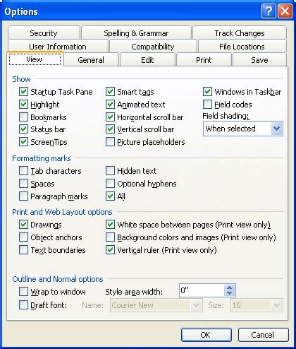 Displaying ScreenTips Microsoft Word