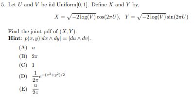 Solved Let U And V Be Iid Uniform Define X And Y Chegg Com