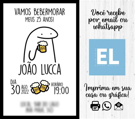 Arte Digital Convite Aniversário Flork Bentô Bebemorar Elo7