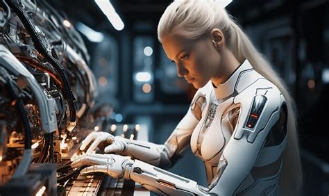 Premium Photo Ai Humanoid Robot Working In The Futuristic Factory