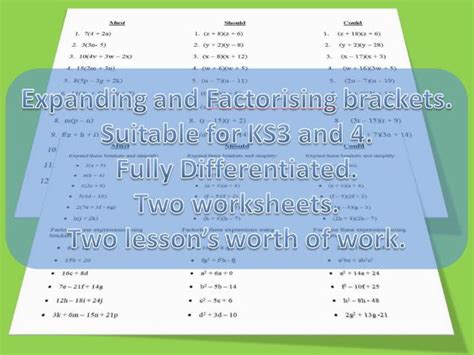Expanding And Factorising Brackets Teaching Resources