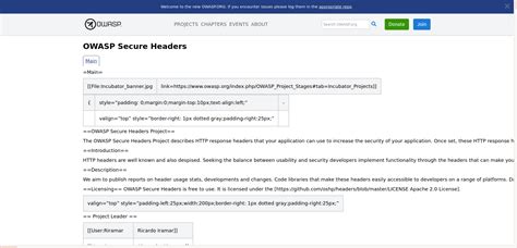 Https Owasp Org Project Secure Headers Does Not Render Correctly Issue OWASP