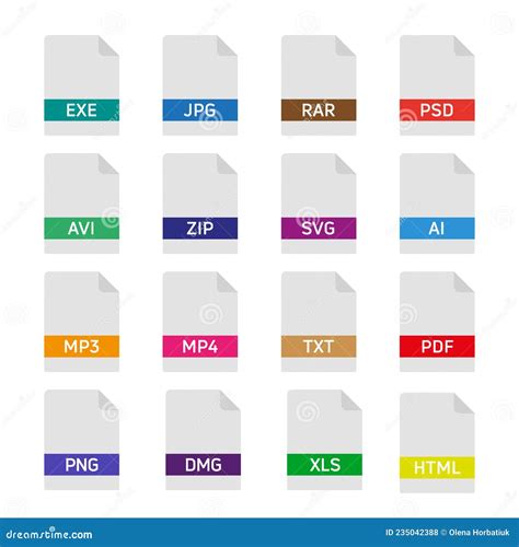 set of document file formats and labels icons vector illustration
