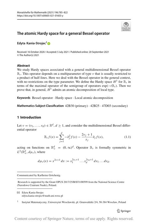 Pdf The Atomic Hardy Space For A General Bessel Operator