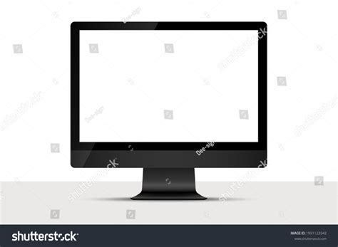 Realistic Black Computer Monitor Blank Screen Stock Vector Royalty