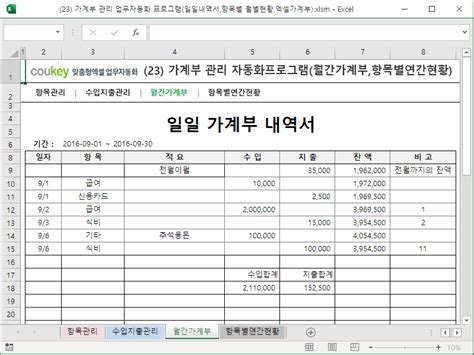 가계부 관리 자동화프로그램월간가계부항목별연간현황 다운로드 무제한 이용가능 맞춤제작서비스제공 중소기업용 쉬운 관리