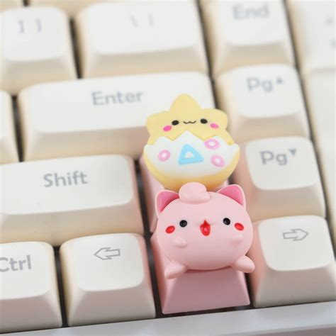 Kawaii Egg Keycap Anime Keycaps Pink Key Cap Set Cute Etsy
