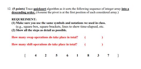 Solved Points Trace Quicksort Algorithm As It Sorts Chegg