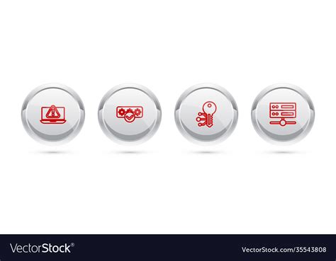 Set Line Laptop With Exclamation Mark Password Vector Image