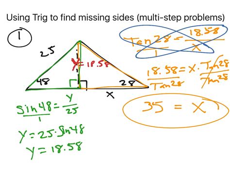 Using Trig To Find Missing Sides Multi Step Problems 1 Only Math