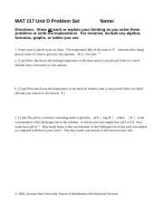 PS4 Sp22 Pdf MAT 117 Unit D Problem Set Name Directions Show All Work Or Explain Your