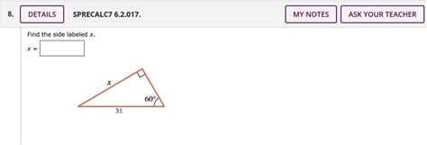 Solved Details Sprecalc7 6 2 017 My Notes Ask Your Teacher Find The