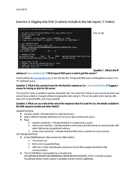 lab3 exercise 3 digging into dns marked include in the lab report
