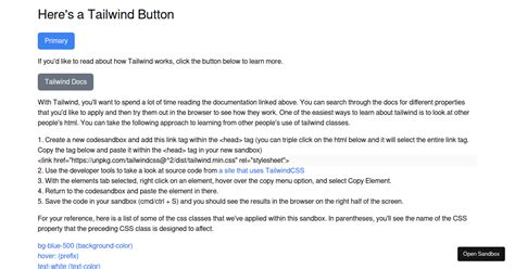 Tailwind Sandbox Codesandbox