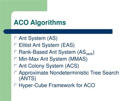 Ppt Ant Colony Optimization Algorithms For The Traveling Salesman