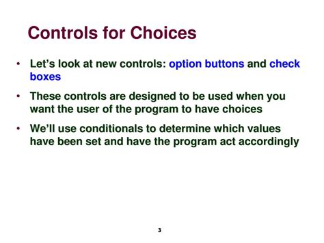 CS Computing Fundamentals II Chapter Controls For Choices Ppt Download