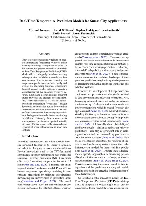 Pdf Real Time Temperature Prediction Models For Smart City Applications