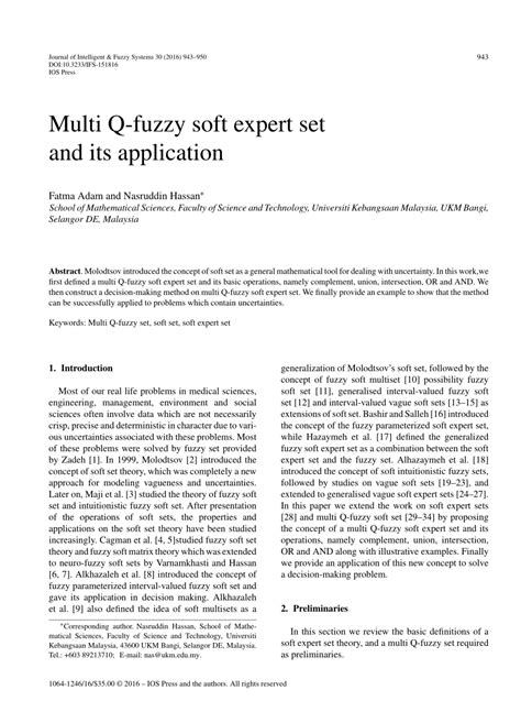 Pdf Multi Q Fuzzy Soft Expert Set And Its Applications