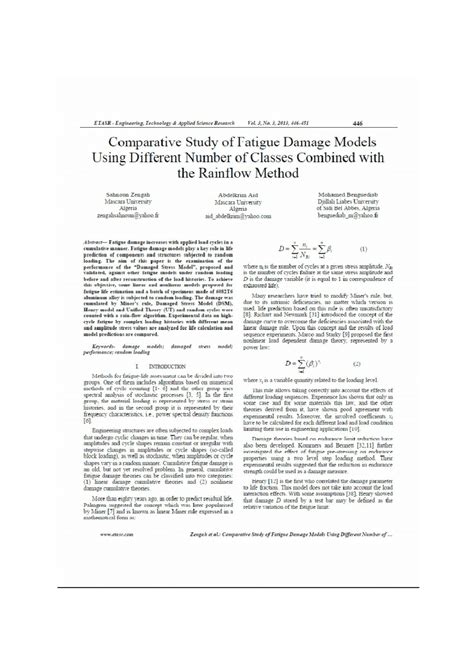 PDF Comparative Study Of Fatigue Damage Models Using Different Number Of Classes Combined With