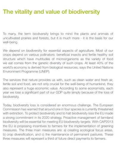 Biodiversity 99 Examples Format How To Describe Pdf