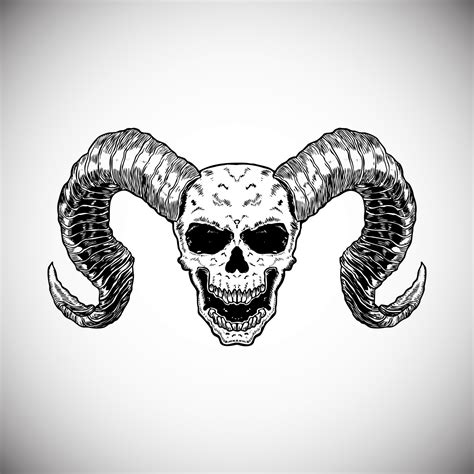 Skull Horn Demon Outline Drawing Illustration Artwork Vector 20469373
