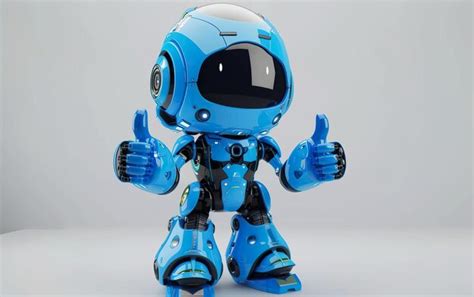 Premium Photo Cute Blue Robot Giving Thumbs Up 3d No Text Ar 85 Iw 2