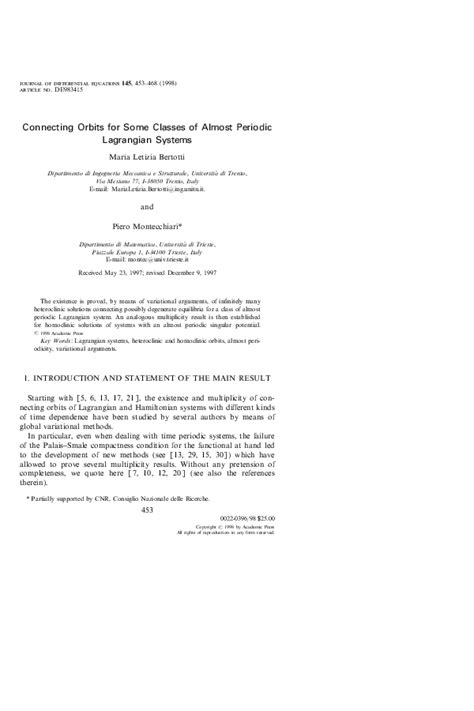 Pdf Connecting Orbits For Some Classes Of Almost Periodic Lagrangian