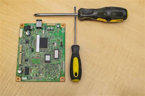 Electronic Circuit A Board With Electronic Components And A Microprocessor Stock Image Image