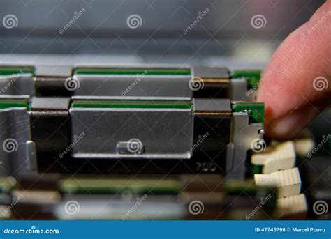 RAM Socket Closeup On The Computer Motherboard Stock Photo Image
