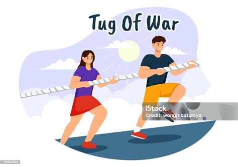줄다리기 벡터 일러스트 레이 션 사람들 당김 의 반대쪽 끝 의 비즈니스 경쟁 또는 다른 사람 플랫 스타일 만화 배경 경쟁에 대한 스톡 벡터 아트 및 기타 이미지 Istock