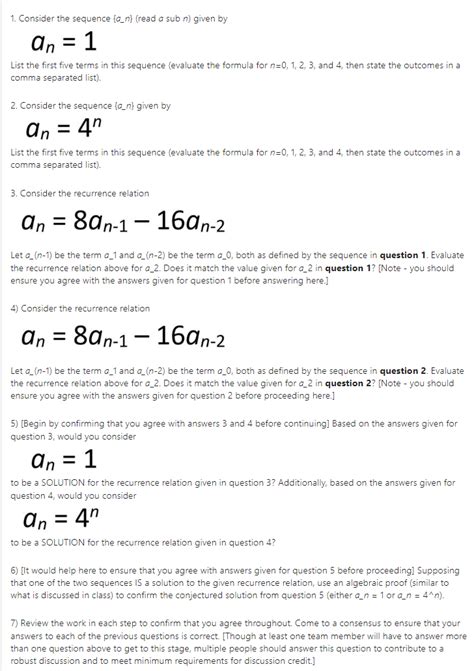 Consider The Sequence A N Read A Sub N ﻿given