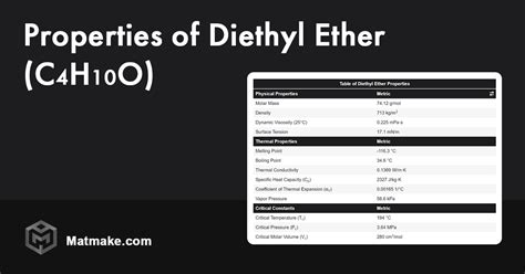 Diethyl Ether Properties