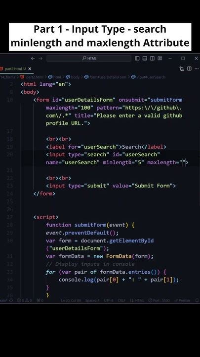 Html Input Type Search Minlength And Maxlength Attribute Htmlform Codewithmayur Youtube