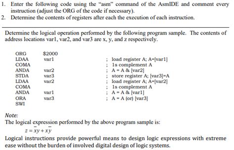 Solved 1 Enter The Following Code Using The Asm Command