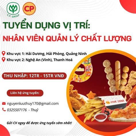 Tập đoàn C P Hệ thống Chuỗi cửa hàng đồ ăn nhanh Five Star tuyển dụng