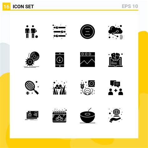 User Interface Pack Of 16 Basic Solid Glyphs Of Share Cloud Preference Minus Delete Editable