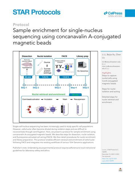 Pdf Sample Enrichment For Single Nucleus Sequencing Using