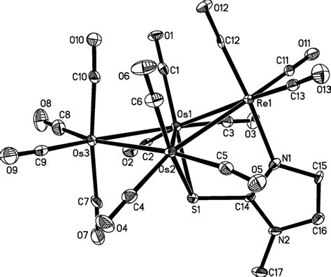 Ortep Diagram Of The Molecular Structure Of [os 3 Re Co 13 M 3 Sn 2 C