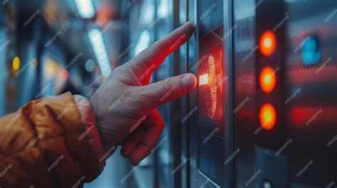 Premium Photo | Man pressing button on touch screen interface in server room Internet and ...