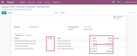 How to create Journal Entry in Payroll module, with the credit lines ...