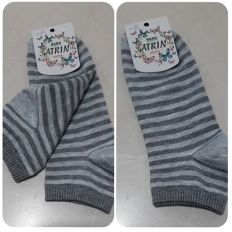 خرید و قیمت تولید جوراب نخی اسپورت دخترانه خطی طوسی از غرفه تولیدکننده