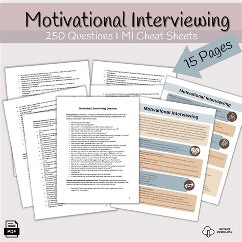 Motivational Interviewing Therapy Questions Therapy Cheat Sheet Open Ended Questions