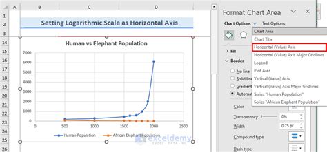 how get excel graph to use logarithmic chart scale logarithmic scale