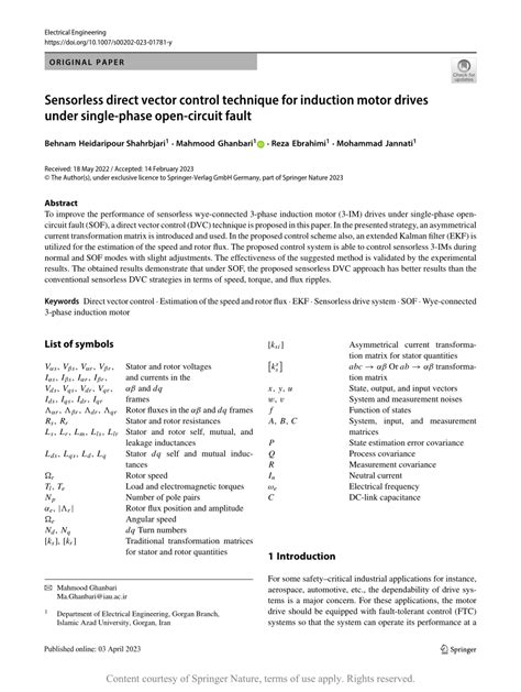 sensorless direct vector control technique for induction motor drives