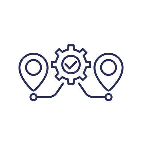 Logistics Optimization Line Icon With A Route Stock Vector Illustration Of Gear Distribution