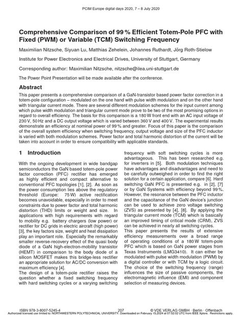 Comprehensive Comparison Of 99 Efficient Totem Pole Pfc With Fixed Pwm Or Variable Tcm Switching