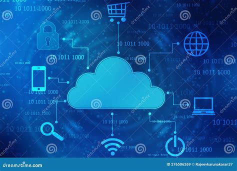 2d illustration of cloud computing digital cloud computing concept background stock