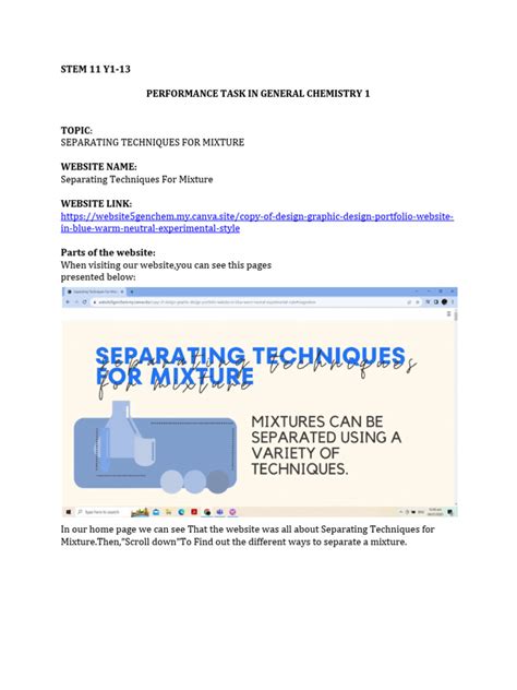 Separating Techniques For Mixtures Website 5 Pdf