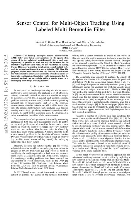 Pdf Sensor Control For Multi Object Tracking Using Labeled Multi