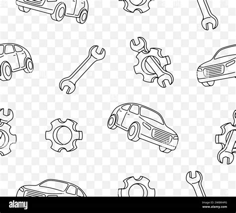 car gear and wrench seamless vector background and pattern transport
